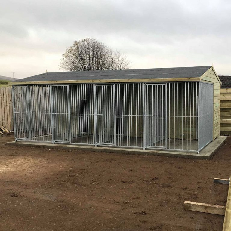 Wooden Kennel Block with Shed - Garden & Animal Structures